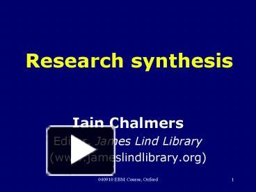 PPT – Research synthesis PowerPoint presentation | free to view - id ...