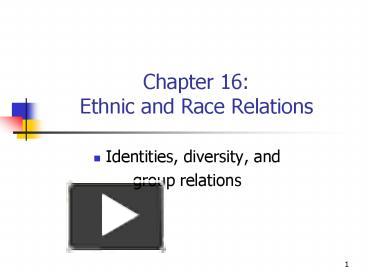 PPT – Chapter 16: Ethnic and Race Relations PowerPoint presentation ...