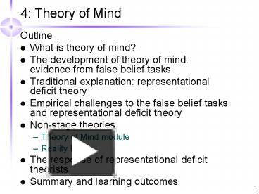 PPT – 4: Theory of Mind PowerPoint presentation | free to view - id ...