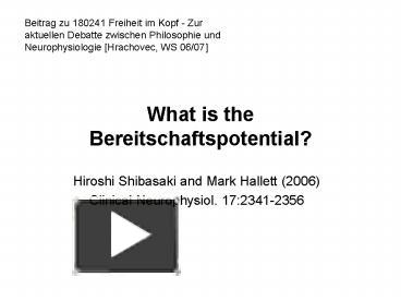 What is the Bereitschaftspotential presentation | free to view