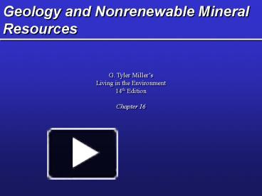 PPT – Geology and Nonrenewable Mineral Resources PowerPoint ...