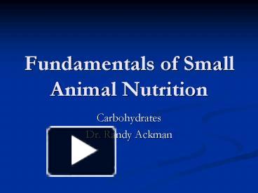 PPT – Fundamentals of Small Animal Nutrition PowerPoint presentation ...