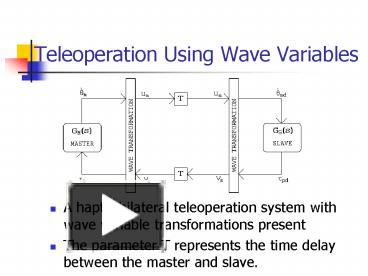PPT – Teleoperation Using Wave Variables PowerPoint presentation | free to view - id: 1060a2-ZDc1Z