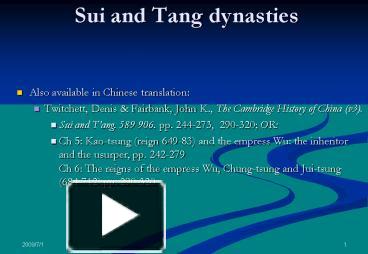 Sui and Tang dynasties presentation | free to view
