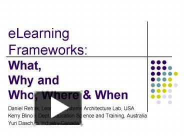 eLearning Frameworks: What, Why and Who, Where presentation | free to view