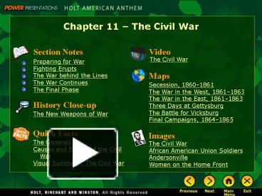 Chapter 11 The Civil War presentation | free to view