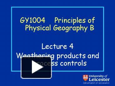 GY1004 Principles of Physical Geography B presentation | free to download