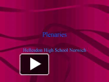 Plenaries presentation | free to view