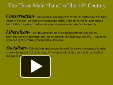 PPT – The Three Main Isms of the 19th Century PowerPoint presentation ...