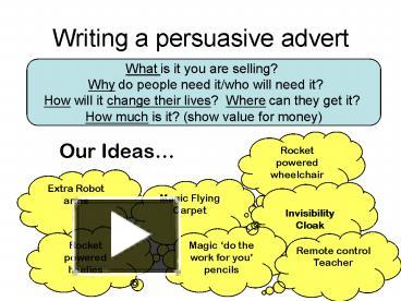 PPT – Writing a persuasive advert PowerPoint presentation | free to ...