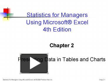 Statistics for Managers Using Microsoft Excel 4th Edition presentation | free to view