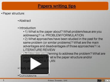 PPT – Papers writing tips PowerPoint presentation | free to view - id ...