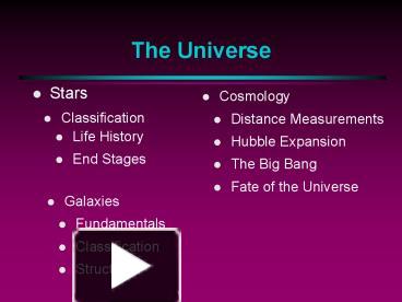 PPT – The Universe PowerPoint presentation | free to view - id: 11538b ...
