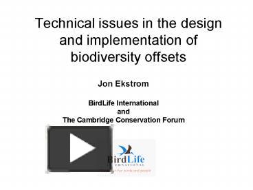 PPT – Technical issues in the design and implementation of biodiversity offsets PowerPoint ...