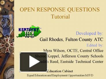PPT – OPEN RESPONSE QUESTIONS Tutorial PowerPoint presentation | free ...