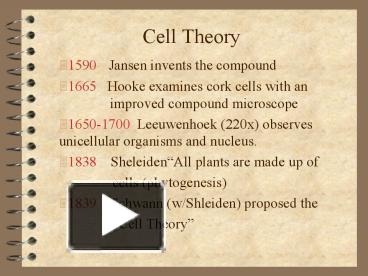 PPT – Cell Theory PowerPoint presentation | free to download - id ...