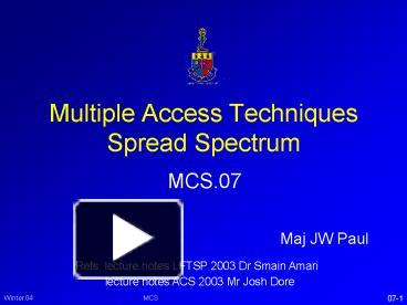 PPT – Multiple Access Techniques Spread Spectrum PowerPoint presentation | free to view - id ...