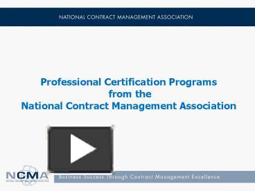 PPT – Professional Certification Programs from the National Contract ...