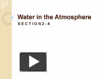 PPT – Water in the Atmosphere PowerPoint presentation | free to view ...