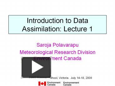 Introduction to Data Assimilation: Lecture 1 presentation | free to download