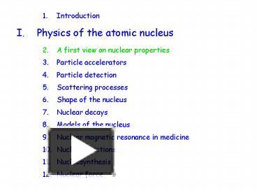 Physics of the atomic nucleus presentation | free to view