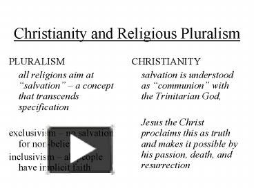 Christianity and Religious Pluralism presentation | free to view