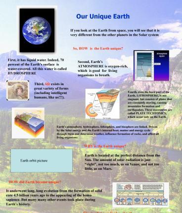 Our Unique Earth presentation | free to view
