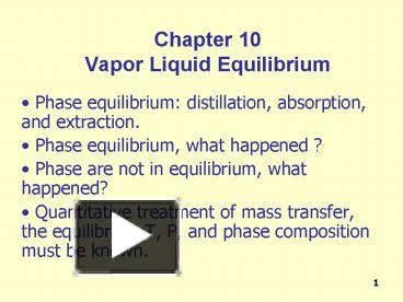 Chapter 10 Vapor Liquid Equilibrium presentation | free to view