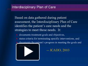 Interdisciplinary Plan of Care presentation | free to view