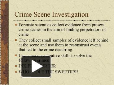 PPT – Crime Scene Investigation PowerPoint presentation | free to view ...
