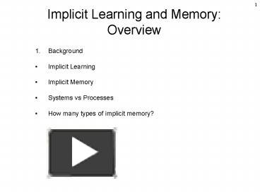 Implicit vs Explicit Memory presentation | free to view