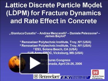 Lattice Discrete Particle Model LDPM for Fracture Dynamics and Rate Effect in Concrete ...