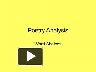 Poetry Analysis presentation | free to view
