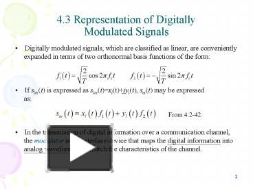 4.3 Representation of Digitally Modulated Signals presentation | free to view