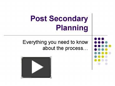 Post Secondary Planning presentation | free to view