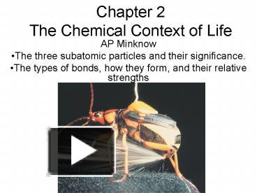 PPT – Chapter 2 The Chemical Context of Life PowerPoint presentation ...