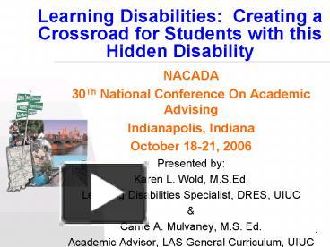 PPT – Learning Disabilities: Creating a Crossroad for Students with ...