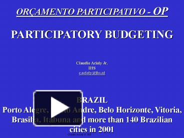 PPT – Participatory Budgeting in Porto Alegre PowerPoint presentation ...