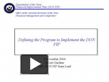 PPT – Defining the Program to Implement the DON FIP PowerPoint presentation | free to view - id ...
