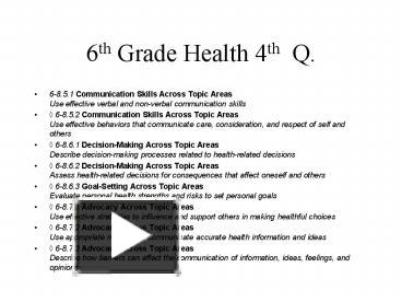 PPT – 6th Grade Health 4th Q. PowerPoint presentation | free to view ...