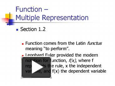Function Multiple Representation presentation | free to view