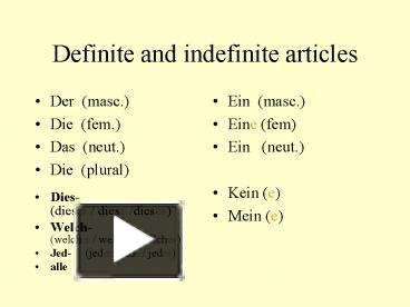 PPT – Definite and indefinite articles PowerPoint presentation | free ...