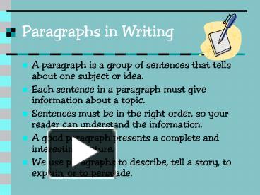 PPT – Paragraphs in Writing PowerPoint presentation | free to view - id ...