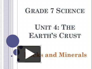 PPT – Grade 7 Science Unit 4: The Earths Crust PowerPoint presentation ...