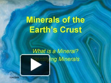 PPT – Minerals of the Earths Crust PowerPoint presentation | free to ...