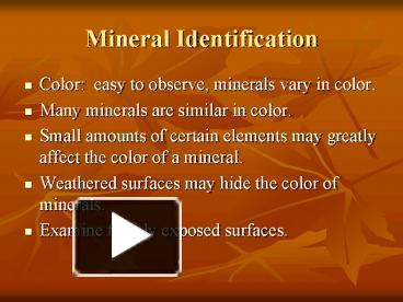 PPT – Mineral Identification PowerPoint presentation | free to view ...