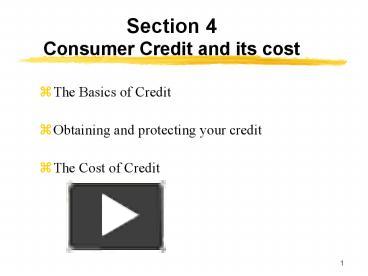 Section 4 Consumer Credit and its cost presentation | free to view