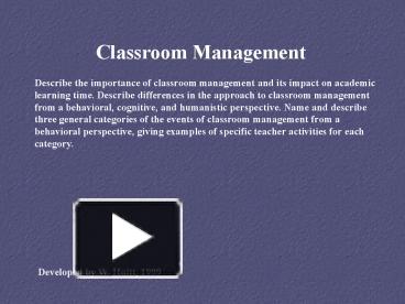 PPT – Classroom Management PowerPoint presentation | free to download ...
