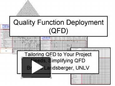 Quality Function Deployment QFD presentation | free to view