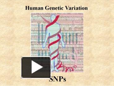 PPT – Human Genetic Variation PowerPoint presentation | free to ...